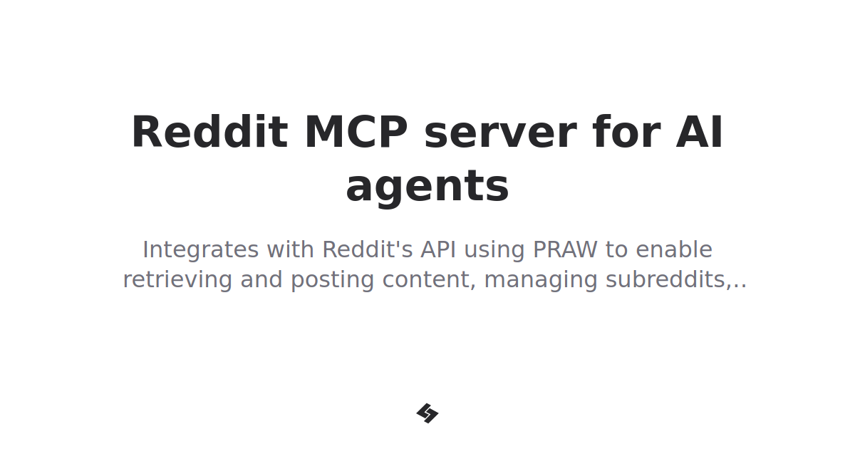 Reddit MCP server for AI agents