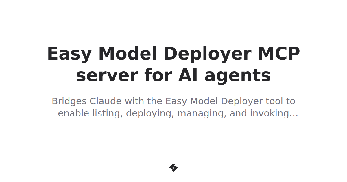 Easy Model Deployer MCP server for AI agents
