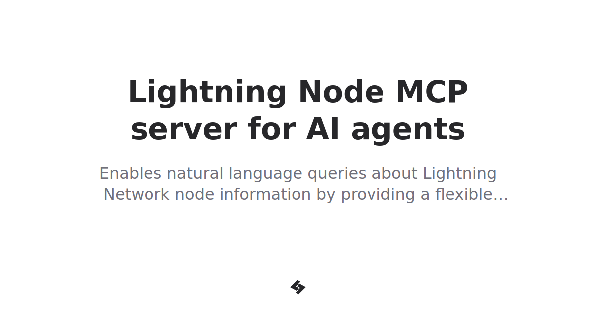 Lightning Node MCP server for AI agents