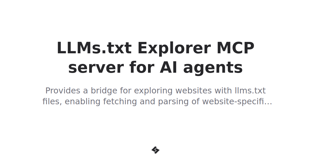 LLMs.txt Explorer MCP server for AI agents