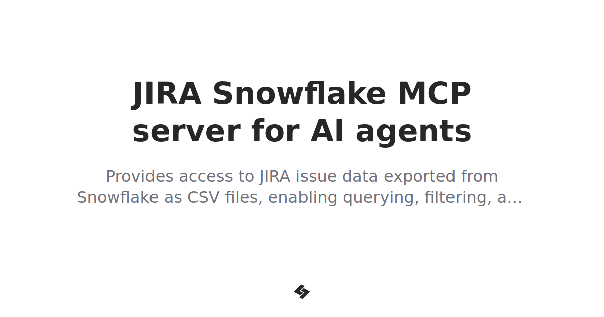 JIRA Snowflake MCP server for AI agents