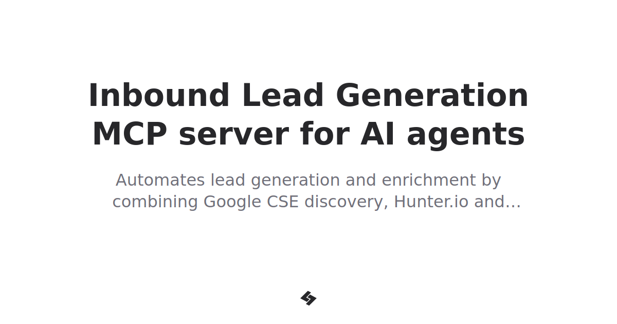 Inbound Lead Generation MCP server for AI agents