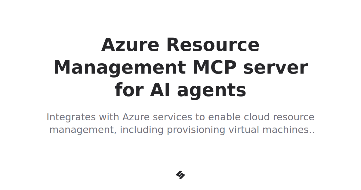 Azure Resource Management MCP server for AI agents