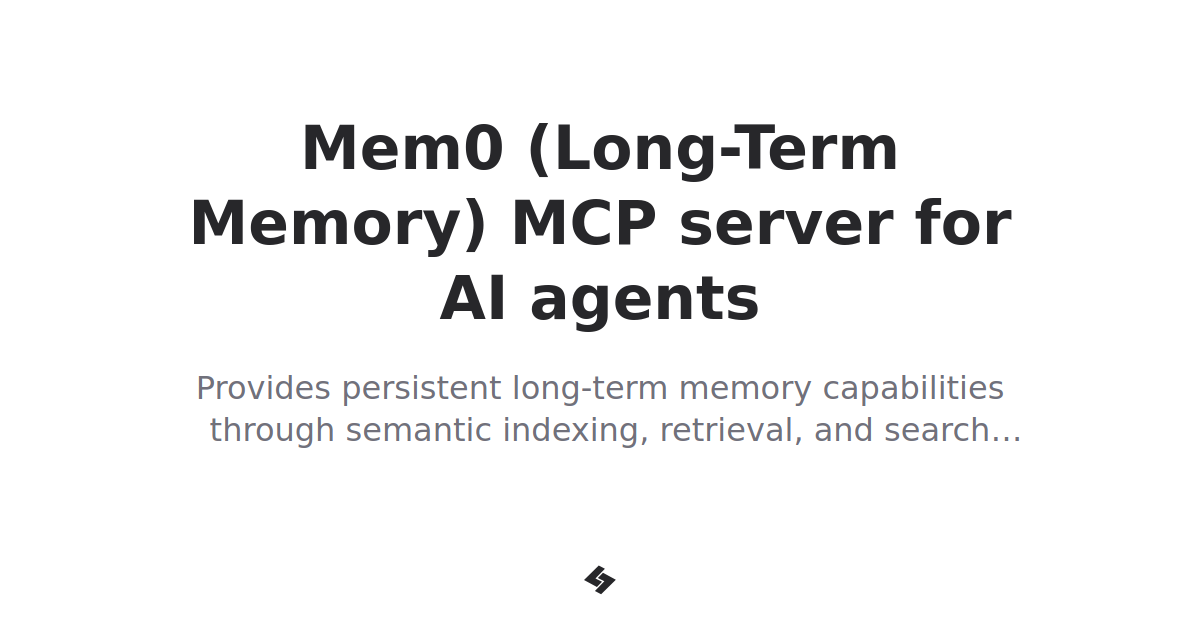 Mem0 (Long-Term Memory) MCP server for AI agents