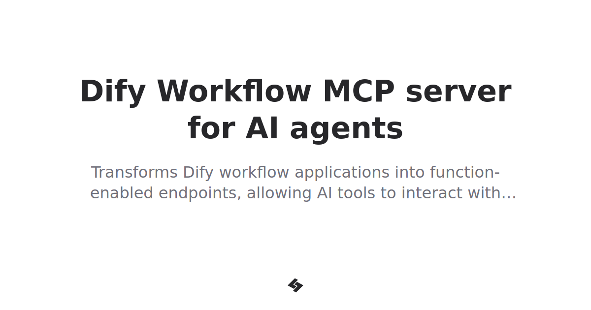 Dify Workflow MCP server for AI agents