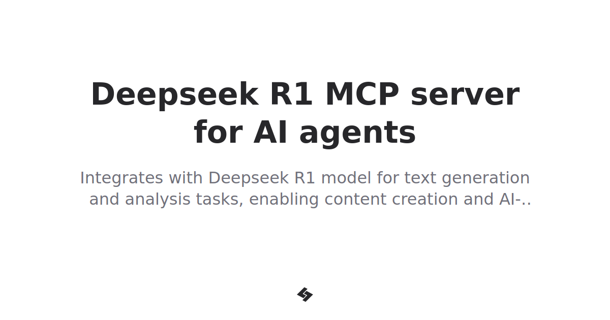 Deepseek R1 MCP server for AI agents