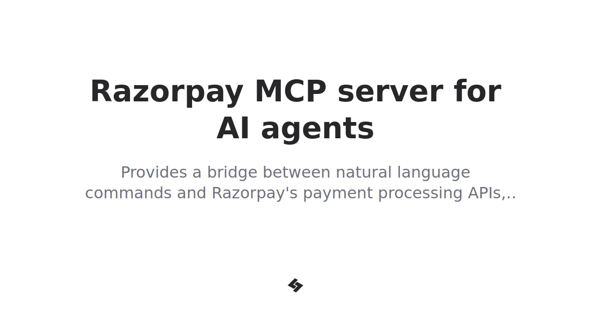 Razorpay MCP server for AI agents