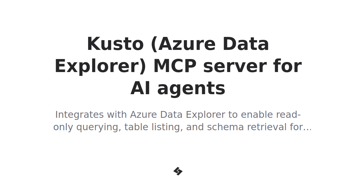 Kusto (Azure Data Explorer) MCP server for AI agents