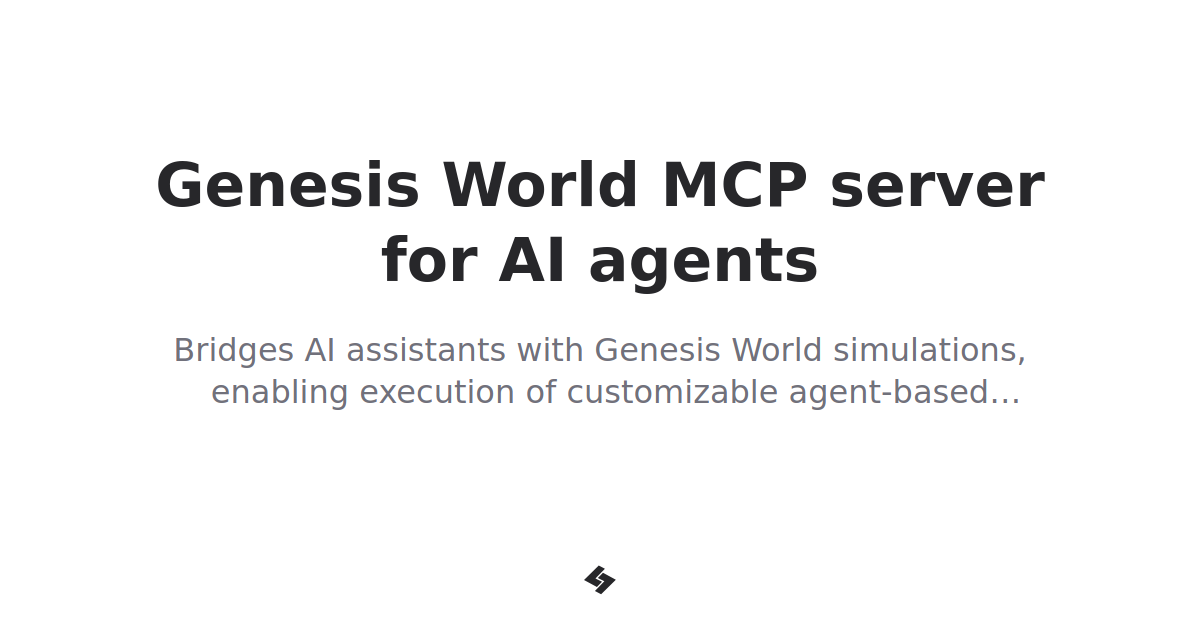 Genesis World MCP server for AI agents