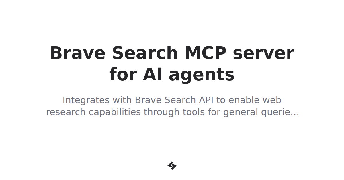 Brave Search MCP server for AI agents