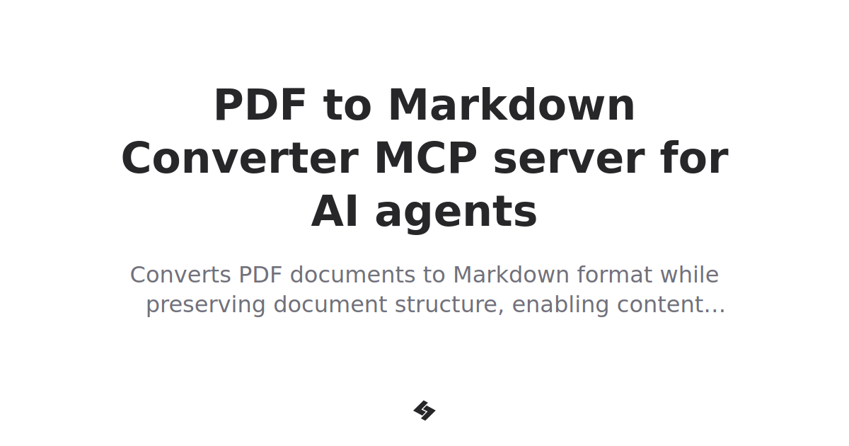 PDF to Markdown Converter MCP server for AI agents
