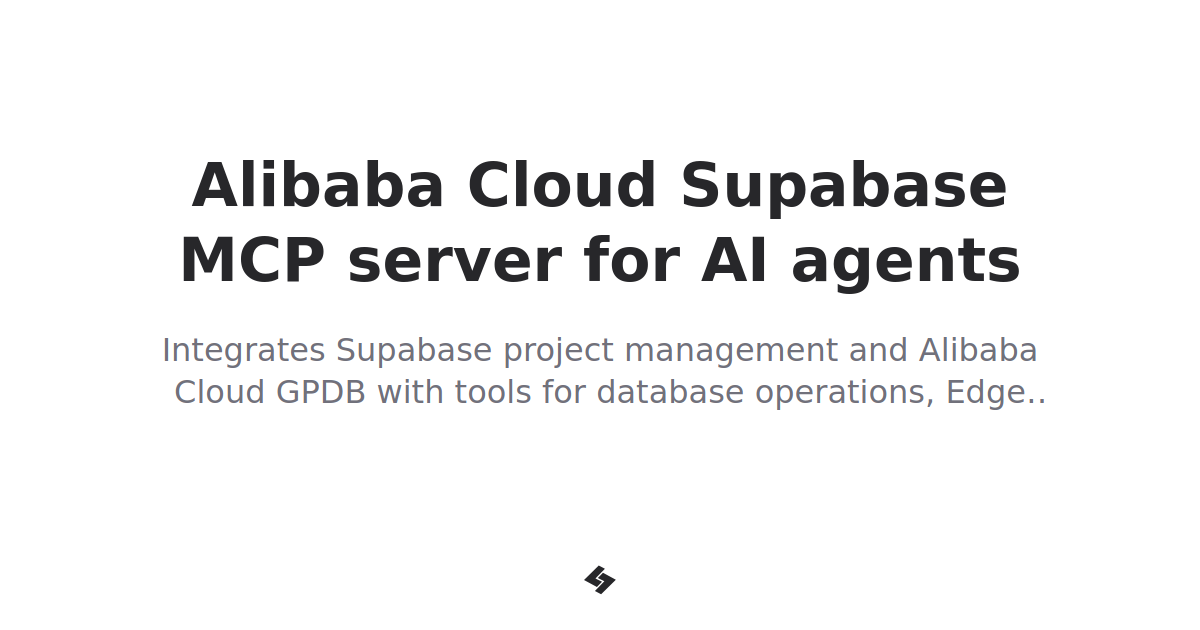 Alibaba Cloud Supabase MCP server for AI agents