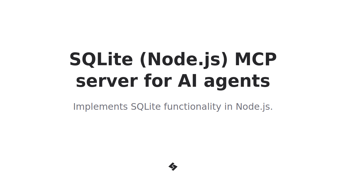 SQLite (Node.js) MCP server for AI agents