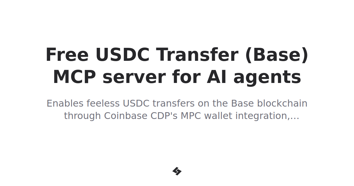 Free USDC Transfer (Base) MCP server for AI agents