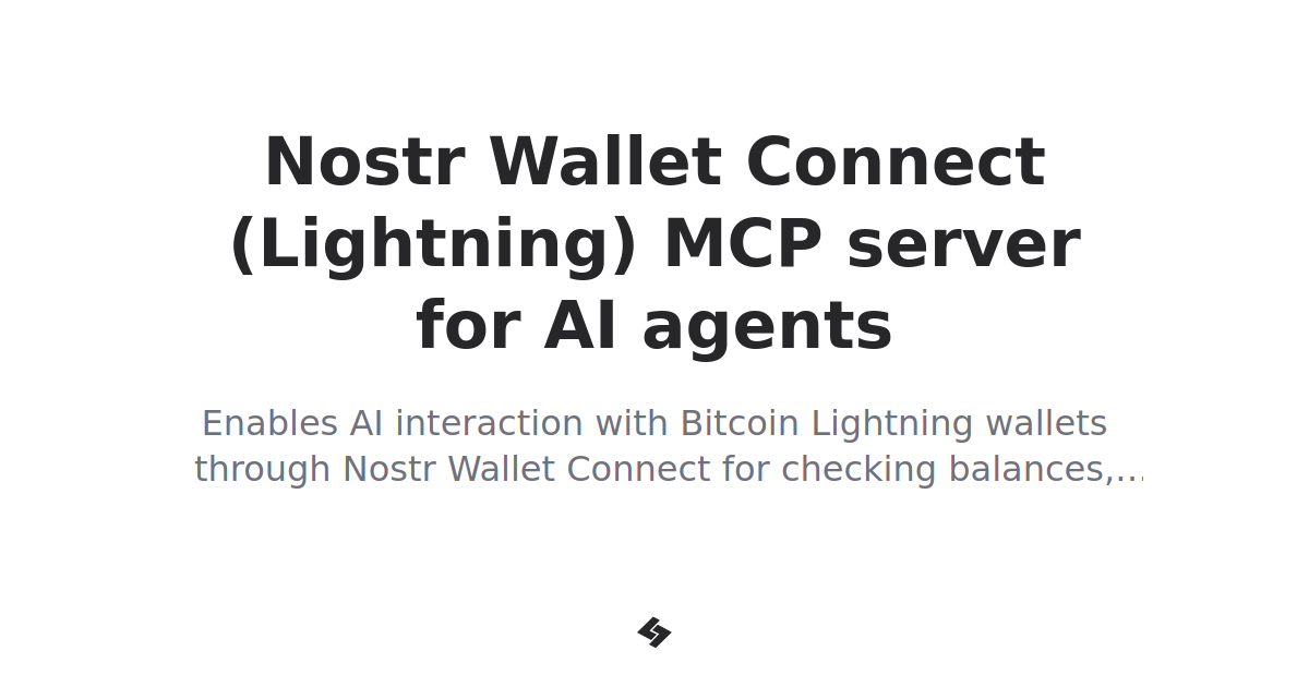 Nostr Wallet Connect (Lightning) MCP server for AI agents