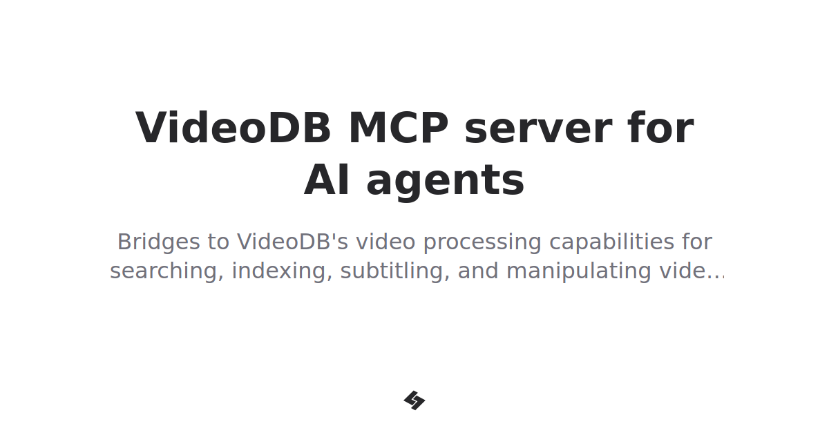 VideoDB MCP server for AI agents