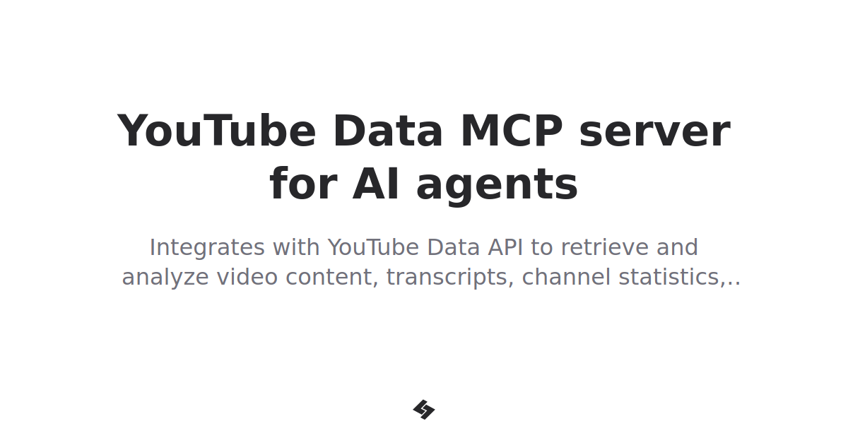YouTube Data MCP server for AI agents