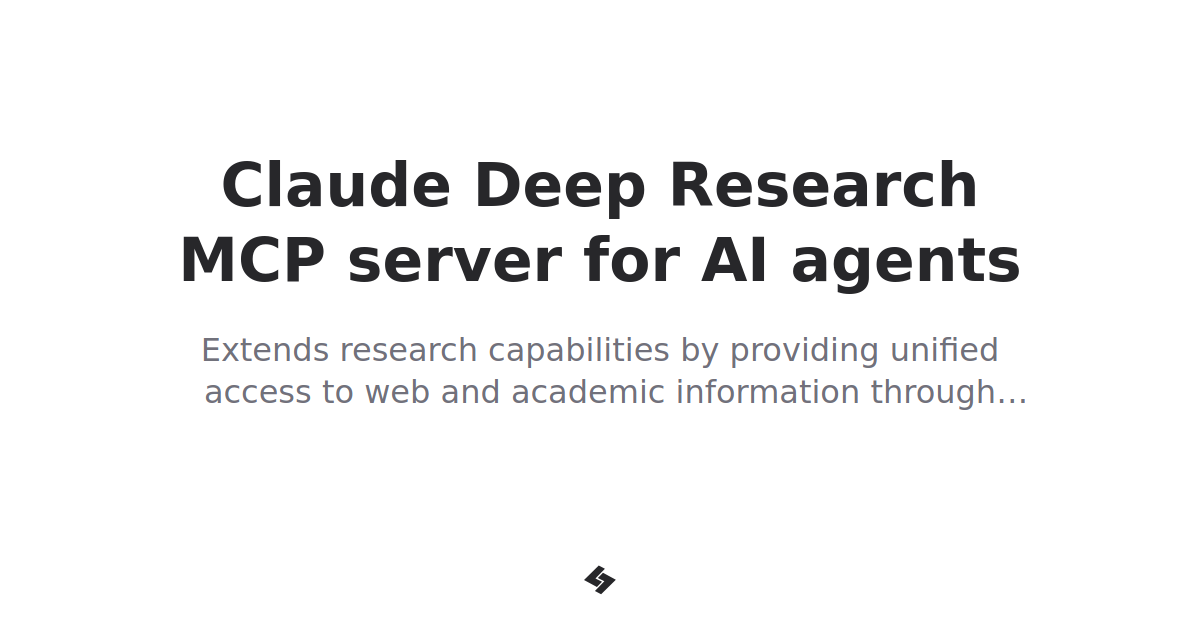 Claude Deep Research MCP server for AI agents
