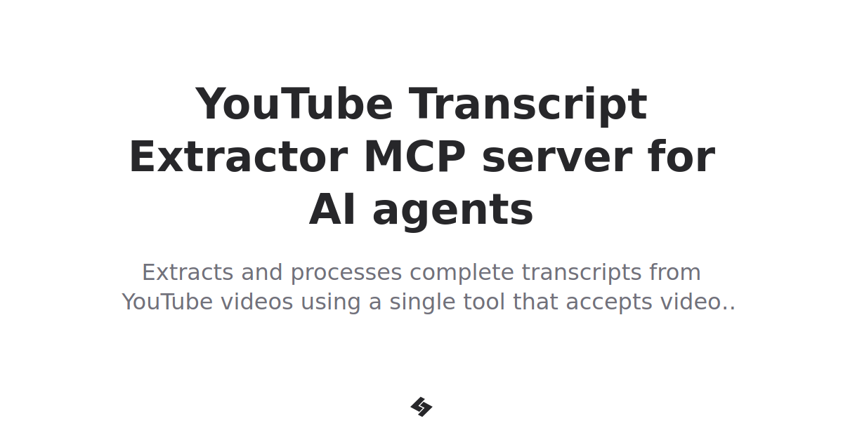 YouTube Transcript Extractor MCP server for AI agents