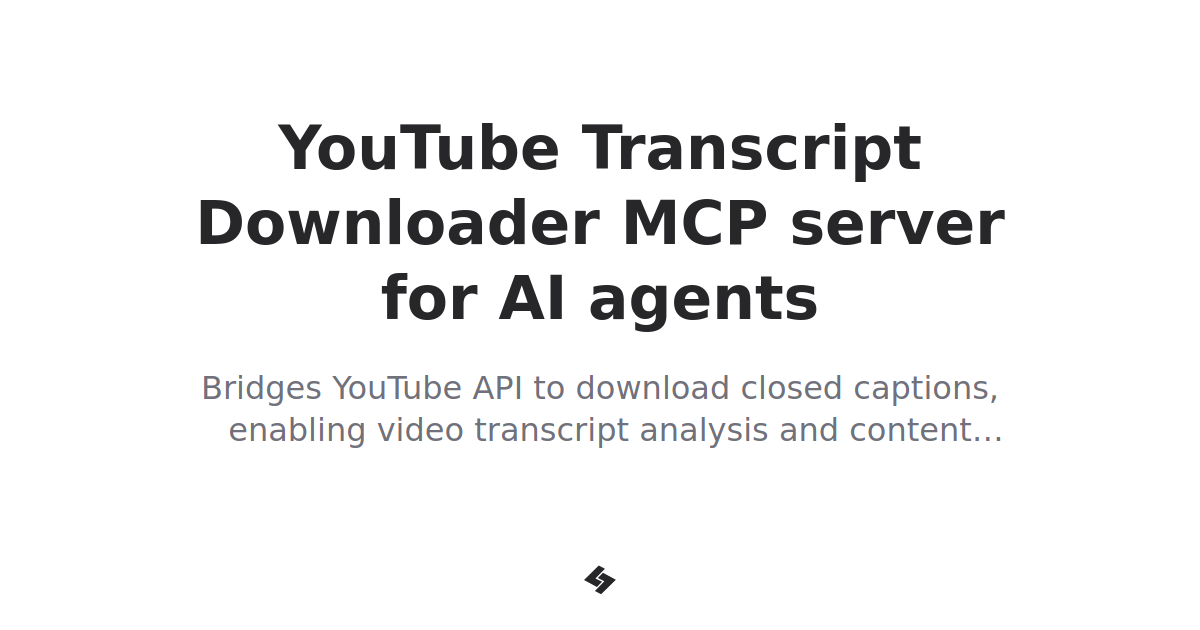 YouTube Transcript Downloader MCP server for AI agents