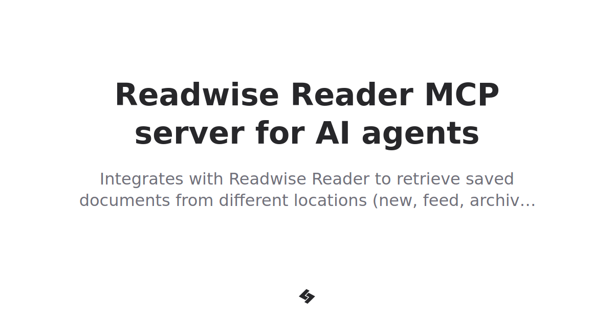 Readwise Reader MCP server for AI agents