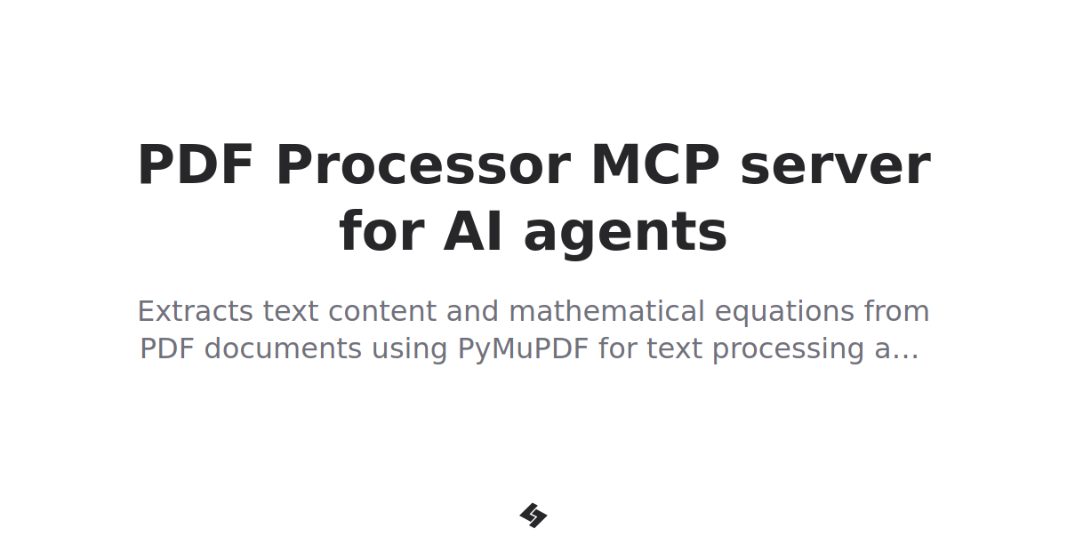 PDF Processor MCP server for AI agents