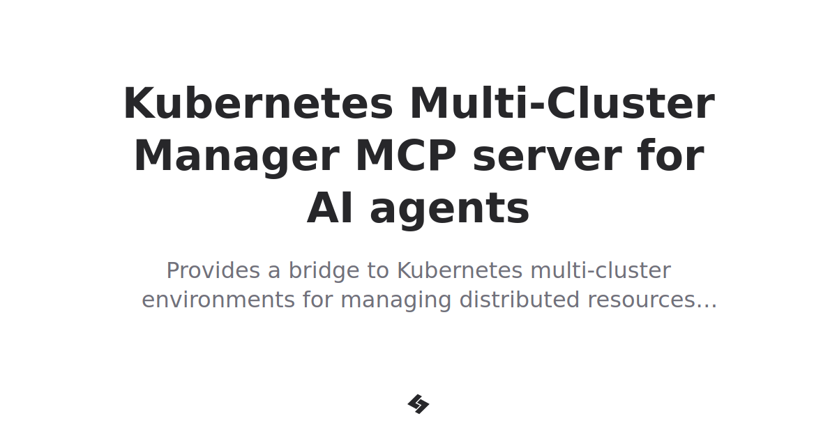 Kubernetes Multi-Cluster Manager MCP server for AI agents