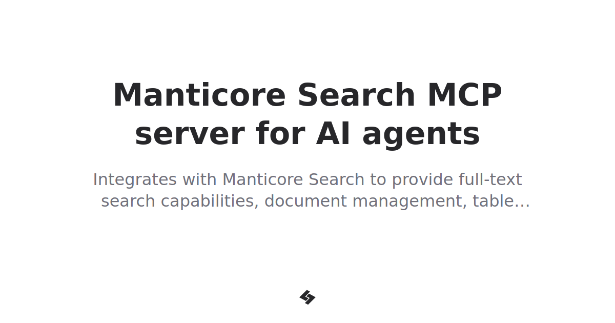 Manticore Search MCP server for AI agents