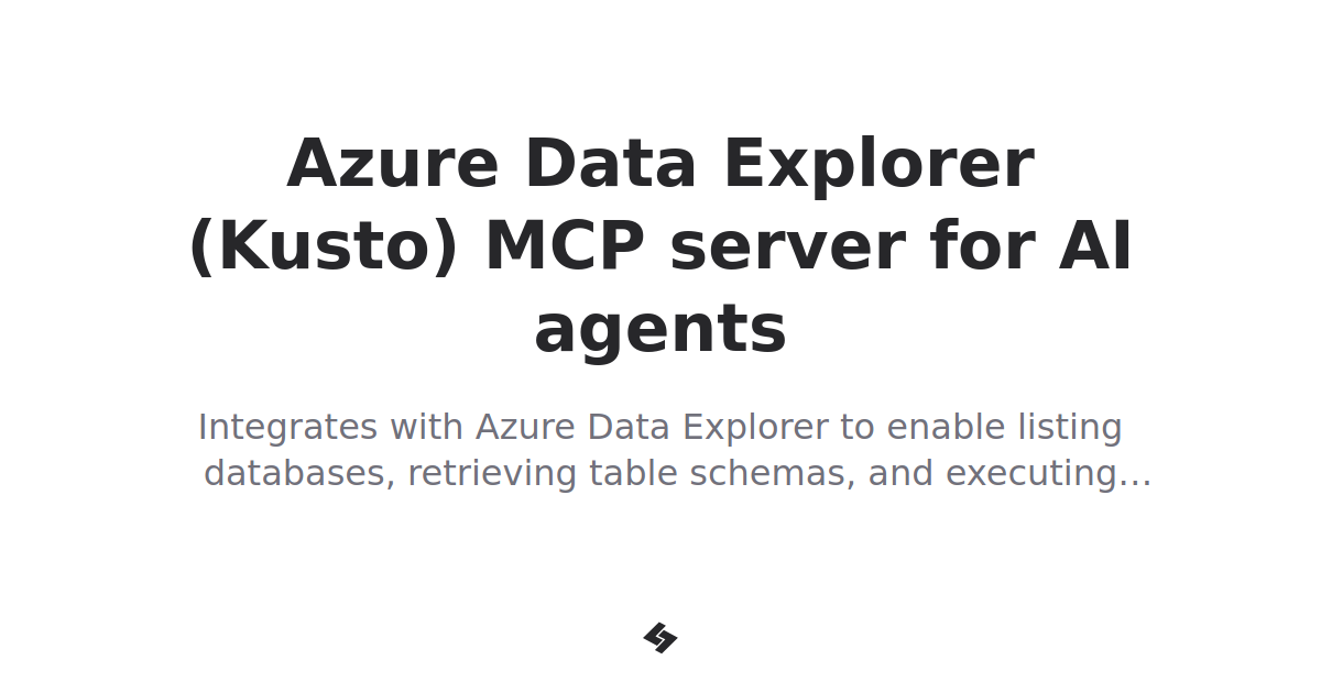 Azure Data Explorer (Kusto) MCP server for AI agents