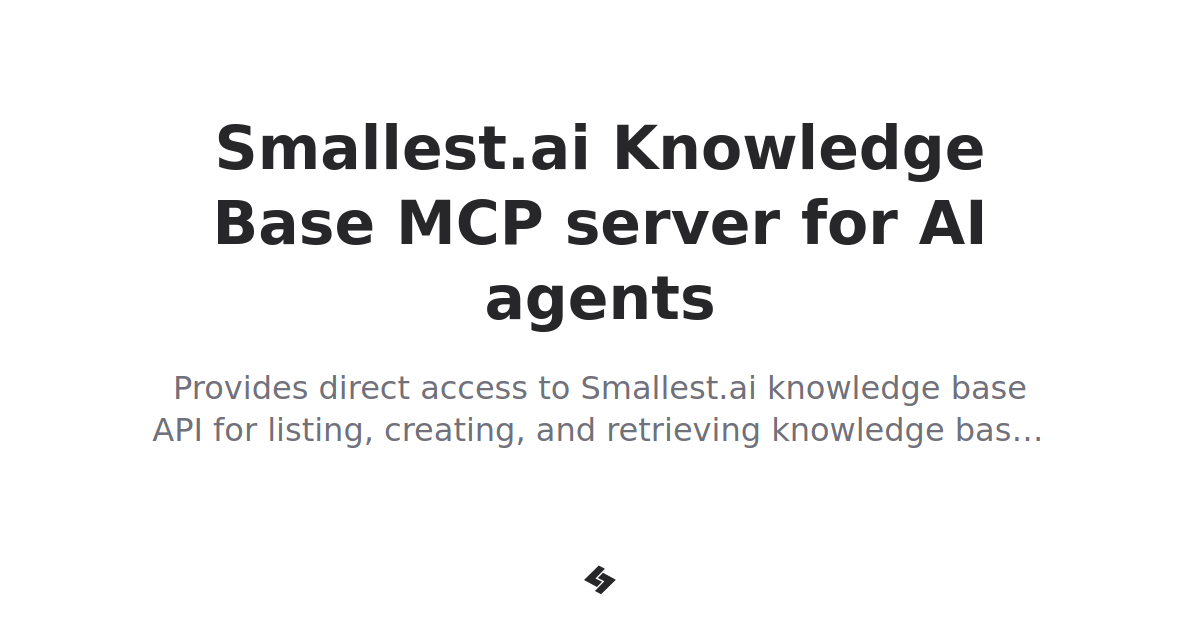 Smallest.ai Knowledge Base MCP server for AI agents