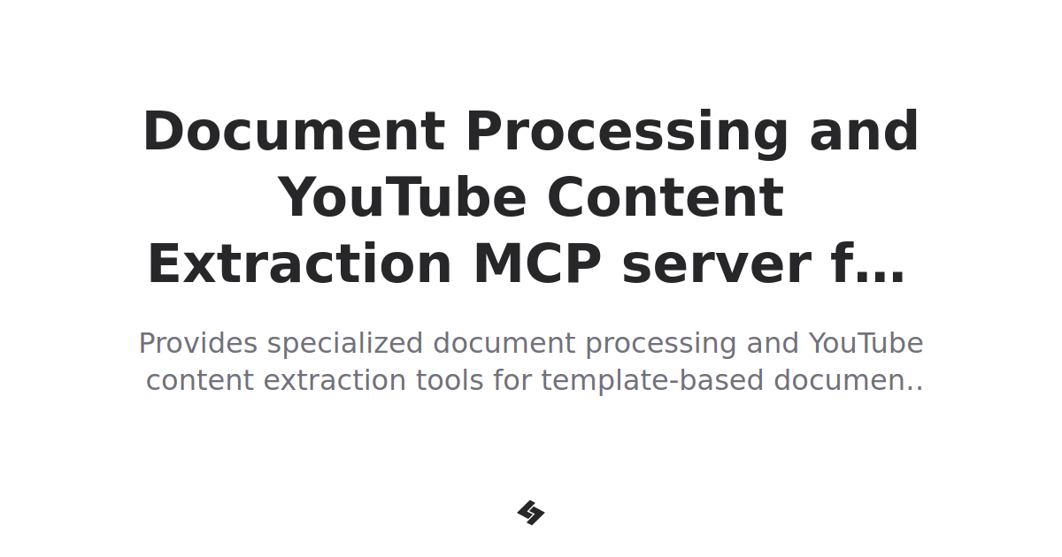 Document Processing and YouTube Content Extraction MCP server for AI agents