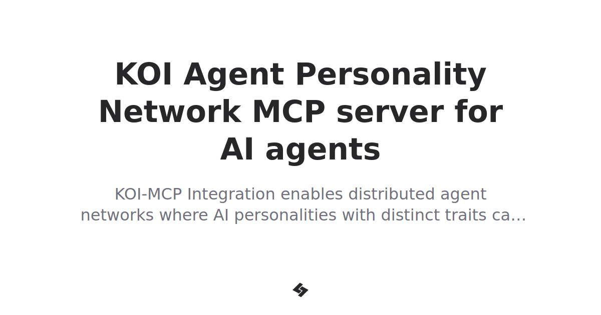 KOI Agent Personality Network MCP server for AI agents