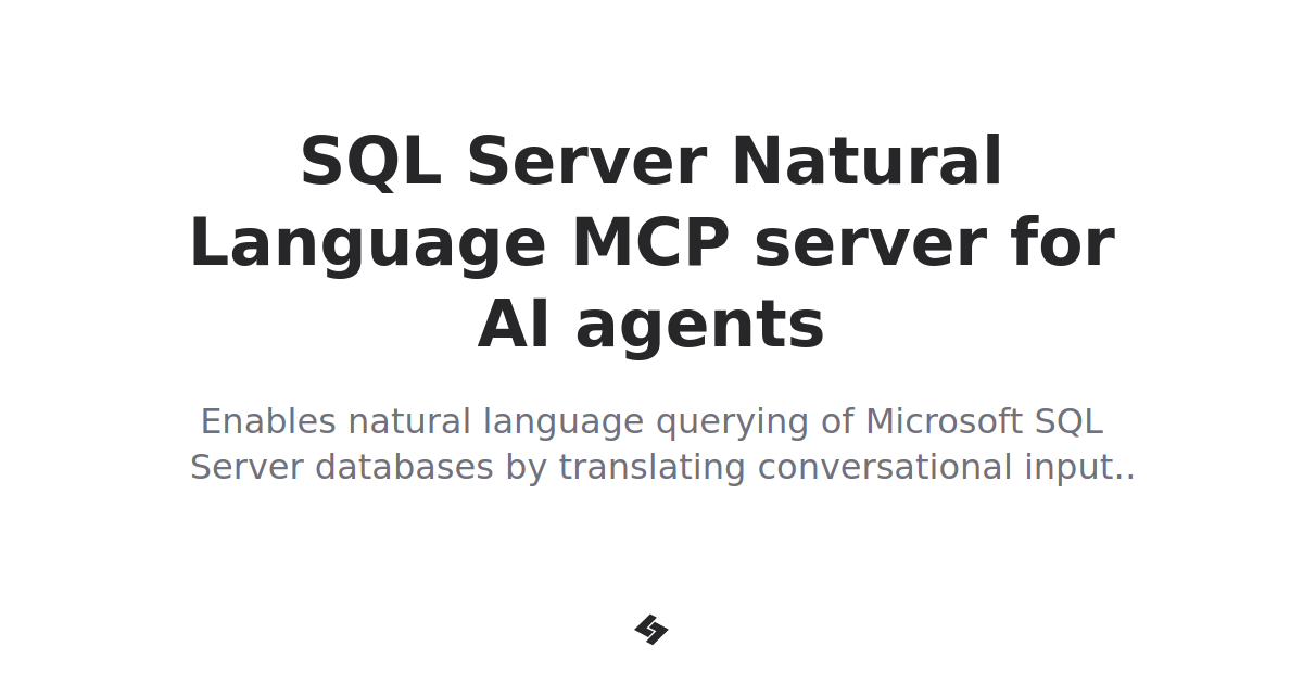 SQL Server Natural Language MCP server for AI agents
