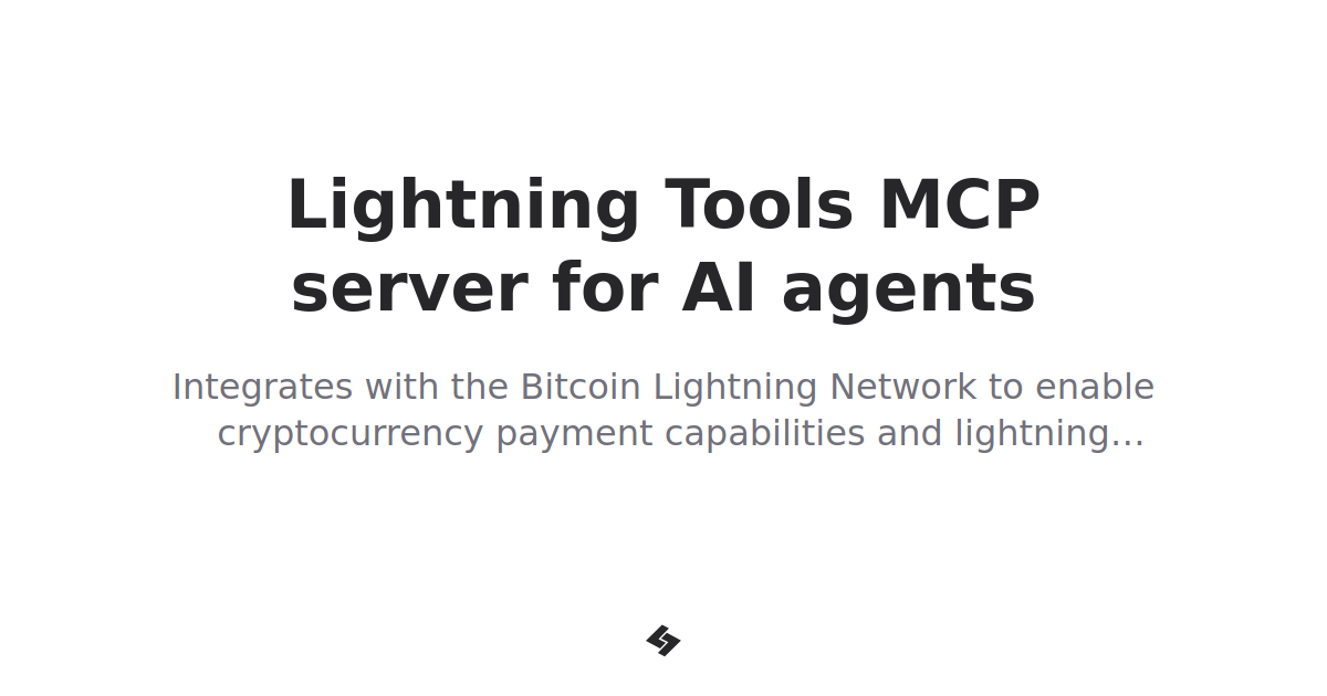 Lightning Tools MCP server for AI agents