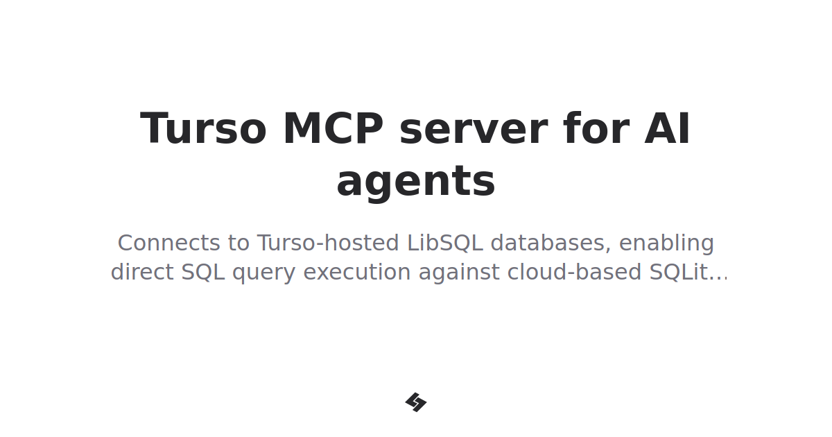 Turso MCP server for AI agents