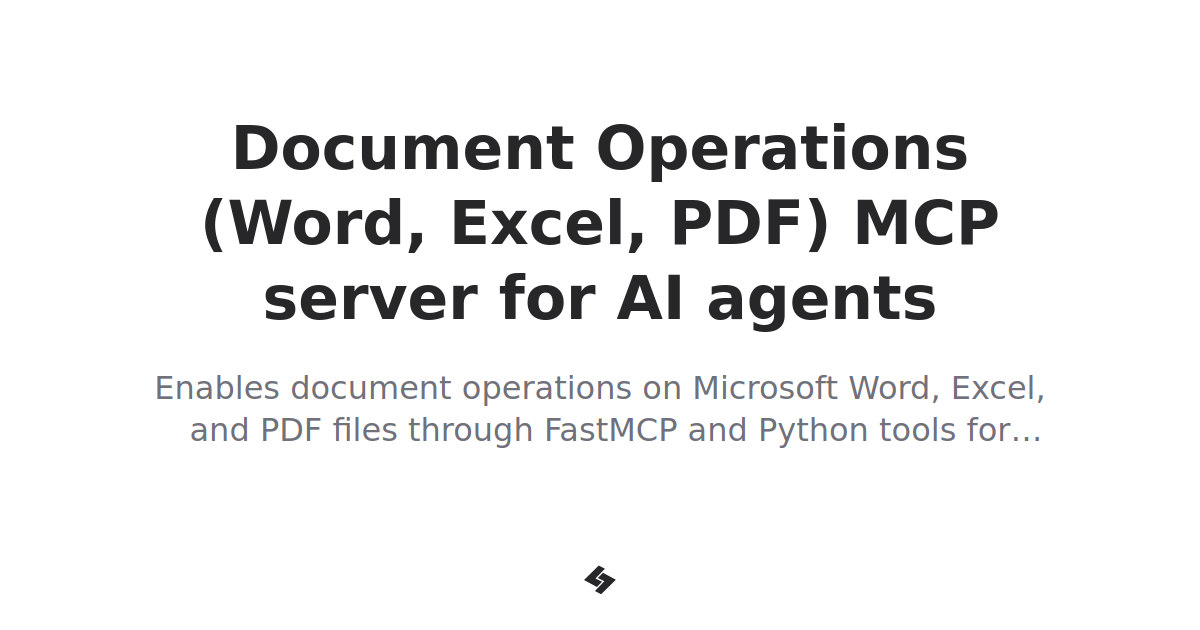 Document Operations (Word, Excel, PDF) MCP server for AI agents