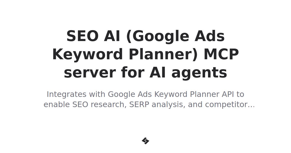 SEO AI (Google Ads Keyword Planner) MCP server for AI agents