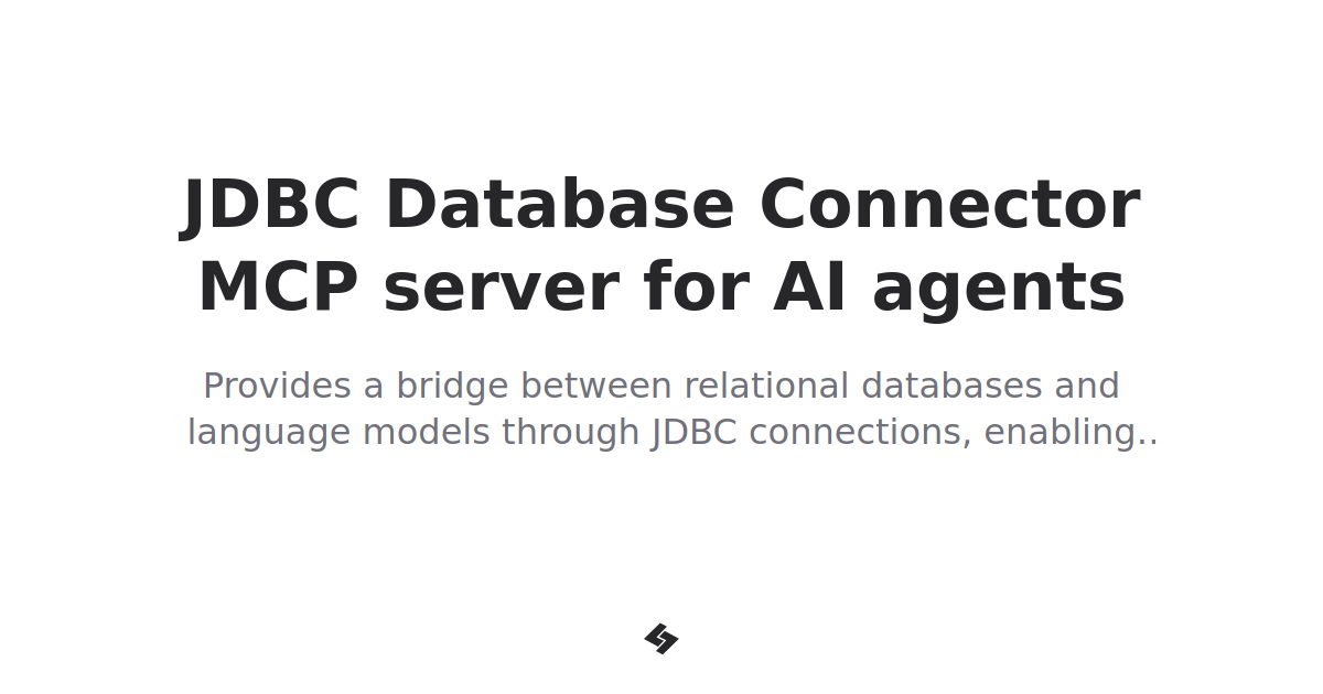 JDBC Database Connector MCP server for AI agents