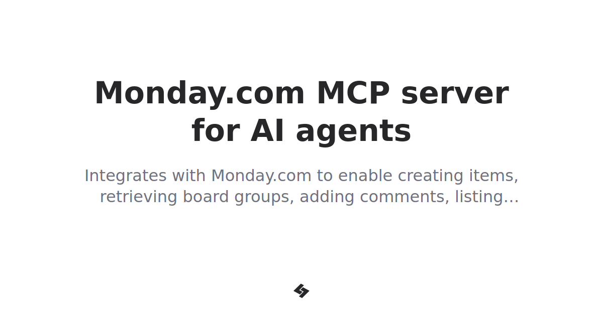 Monday.com MCP server for AI agents