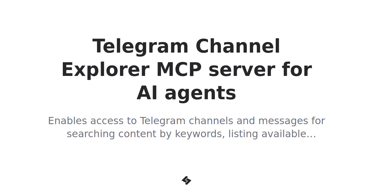 Telegram Channel Explorer MCP server for AI agents