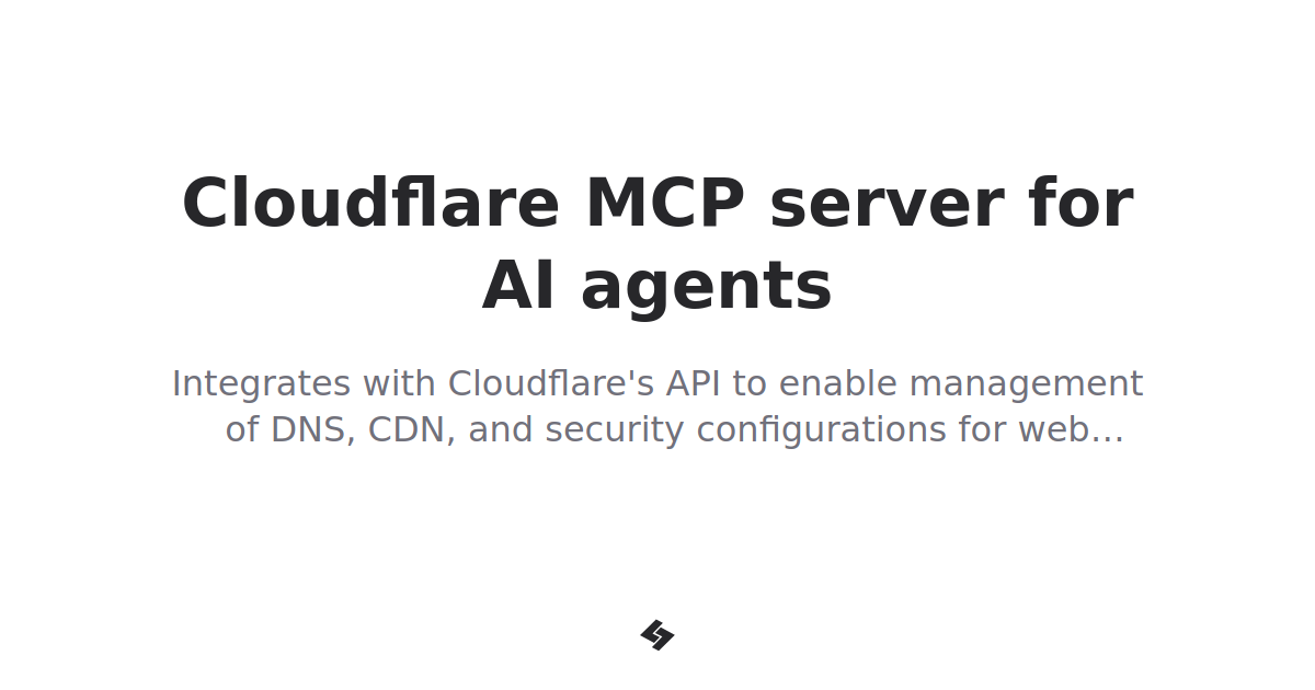 Cloudflare MCP server for AI agents