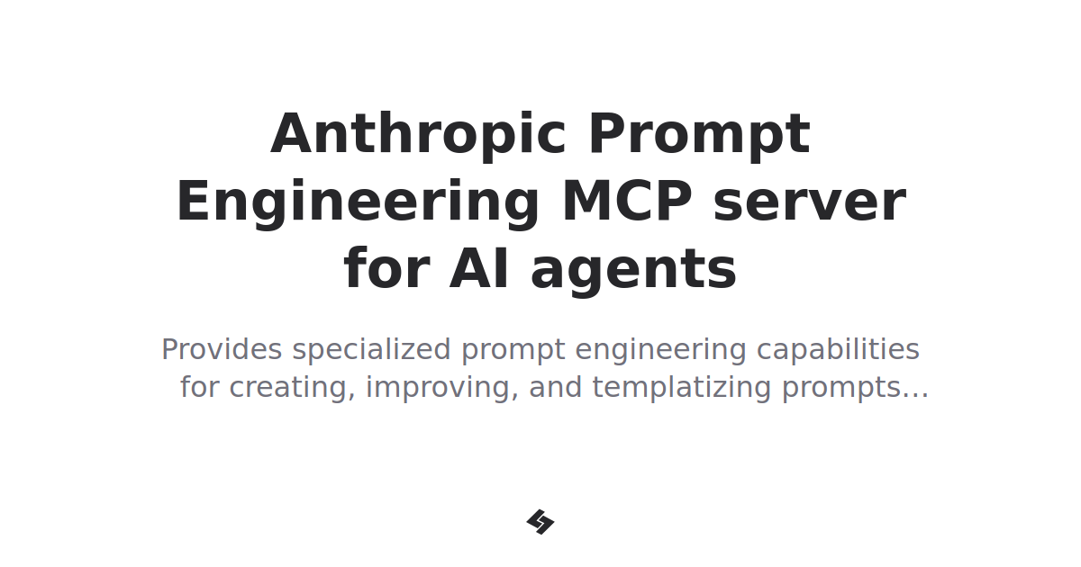 Anthropic Prompt Engineering MCP server for AI agents