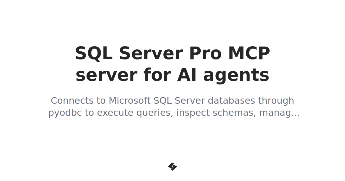 SQL Server Pro MCP server for AI agents