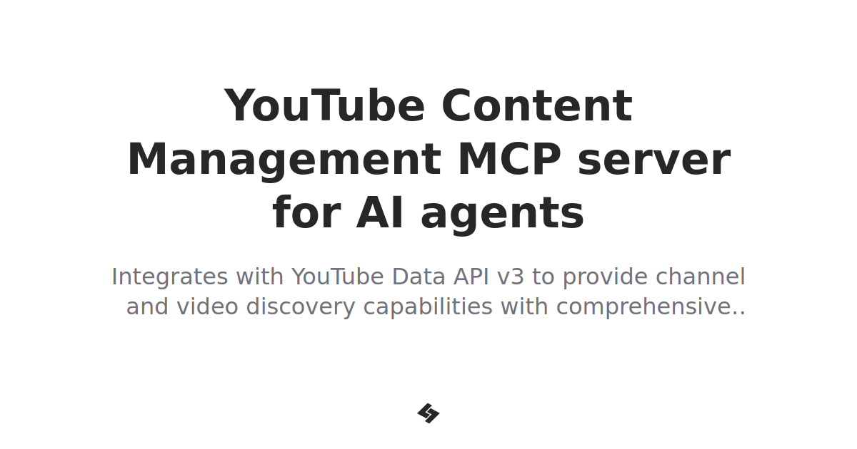YouTube Content Management MCP server for AI agents