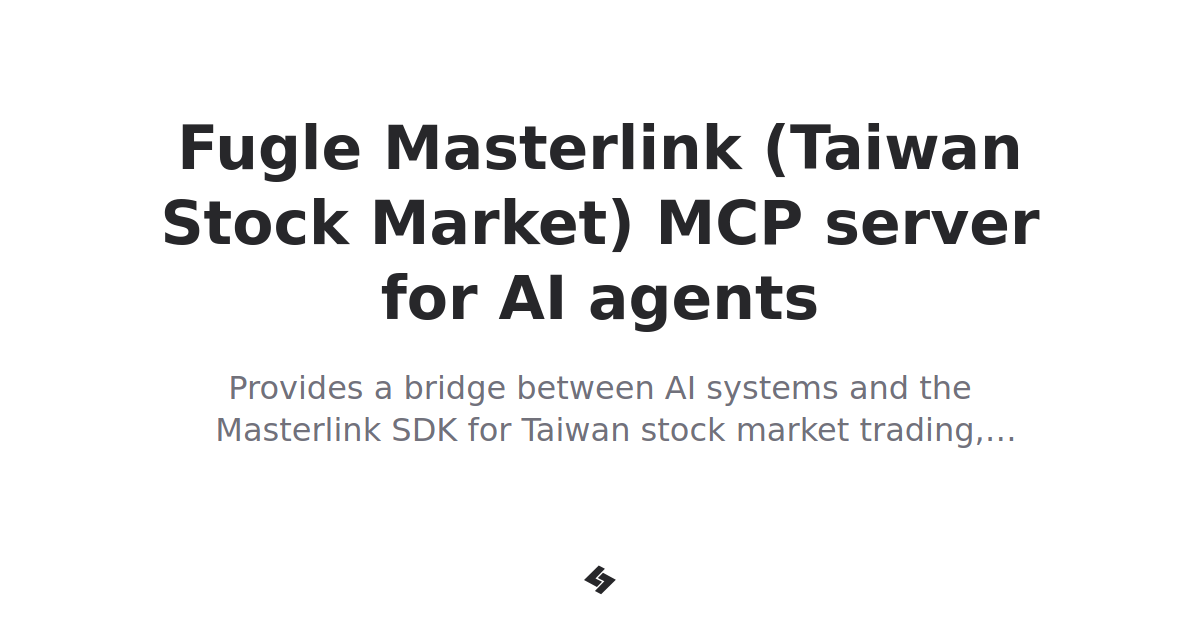 Fugle Masterlink (Taiwan Stock Market) MCP server for AI agents