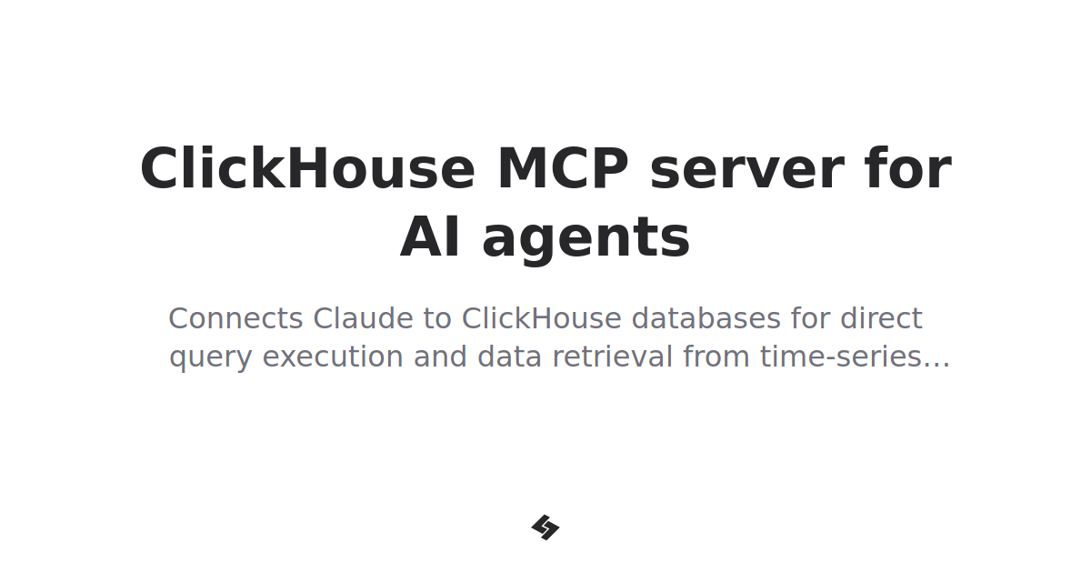 ClickHouse MCP server for AI agents