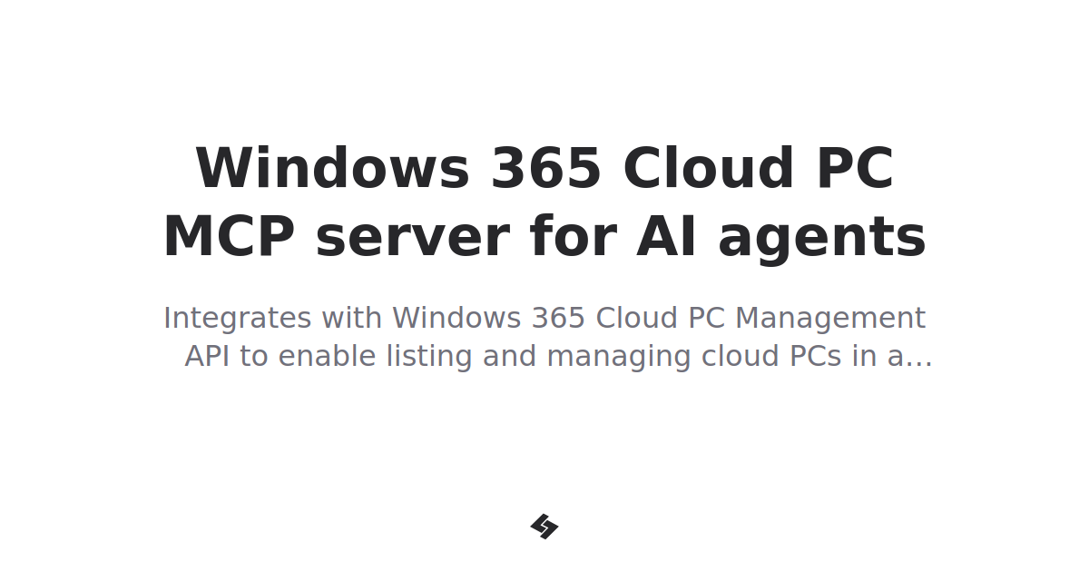Windows 365 Cloud PC MCP server for AI agents