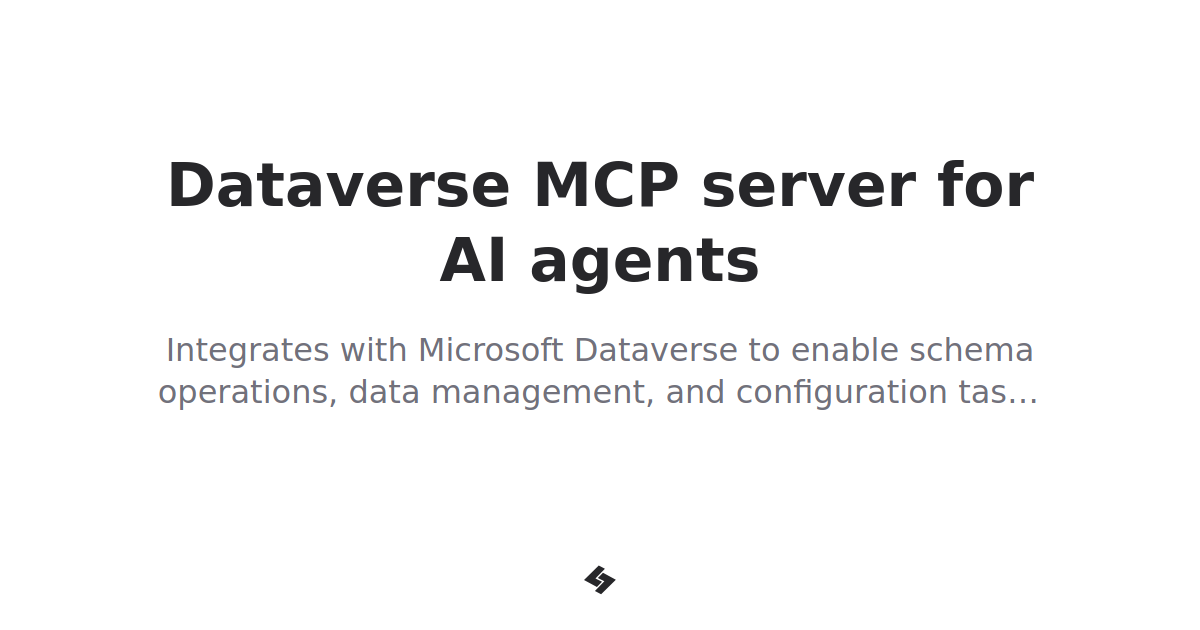 Dataverse MCP server for AI agents
