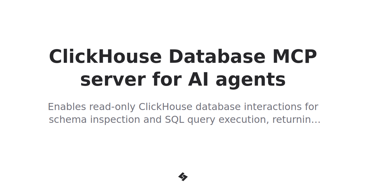 ClickHouse Database MCP server for AI agents