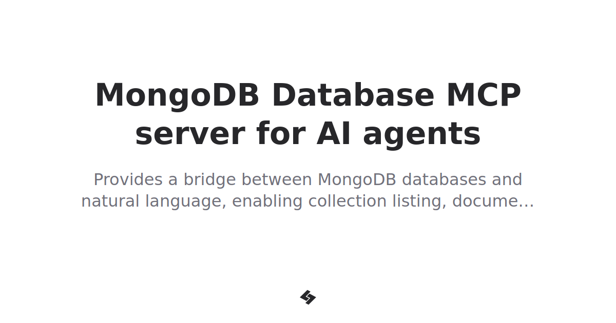 MongoDB Database MCP server for AI agents